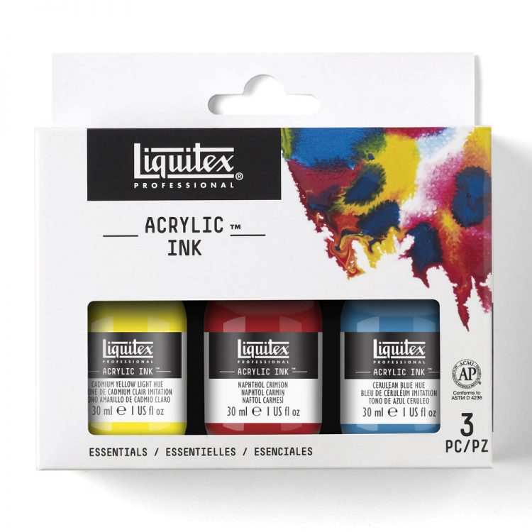 Acrylic Ink Essentials, 3 Primary Colors, 30ml (Liquitex Acrylic Ink ...